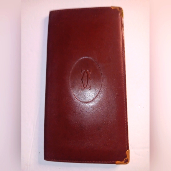 Cartier | Bags | Cartier Leather Slim Bifold Wallet Wgilded Corne ...